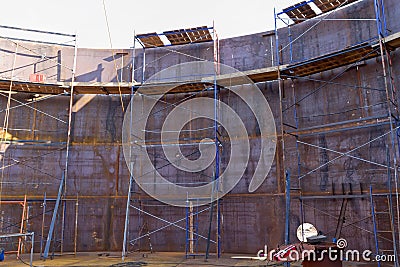 Sectional Scaffolding Installed Inside The Tank Stock Photo - Image ...