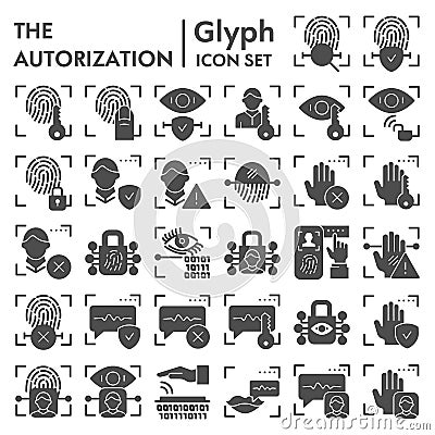 Security Authorization Glyph Icon Set, Identification Scanner Symbols ...