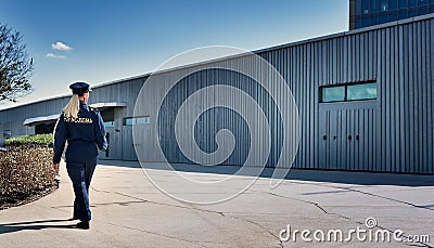 Security Guard Walking Building Perimeter Stock Illustration ...