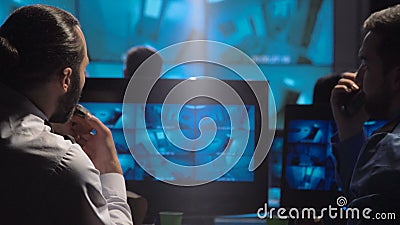 Security Guards Watching the Surveillance Cameras Stock Footage - Video ...