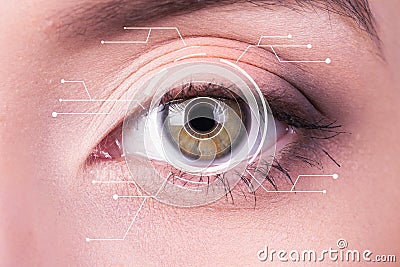 Eye Iris and Electronic Circuit Stock Photo - Image of digital, chip ...