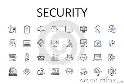 Security Line Icons Collection. Protection, Safeguard, Safety, Defense ...