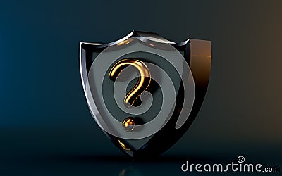 Security Shield Question Mark Icon On Dark Background 3d Render Concept ...