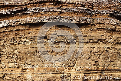 Geological Layers Of Earth - Layered Rock. Close-up Of Sedimentary Rock ...