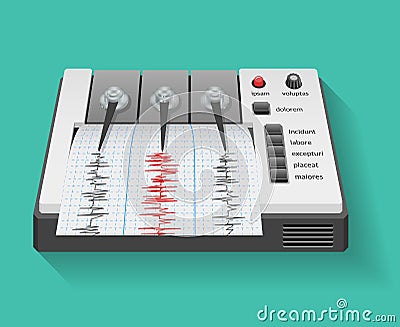 Seismograph Machine With Graph Of Seismic And Cartoon Vector ...