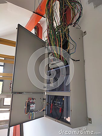 Electrical Distribution Board In The Installation Process. Editorial ...