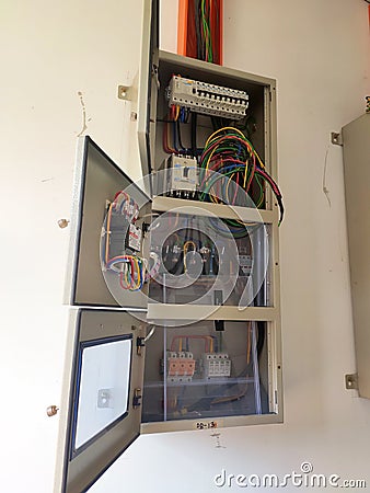 Electrical Distribution Board In The Installation Process. Editorial ...