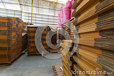 Select Focus Of Row Of Brown Boxes, Rack Stack Arrangement Of Cardboard ...