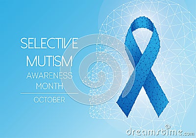 Selective Mutism Awareness Month October Web Banner With Blue Ribbon ...