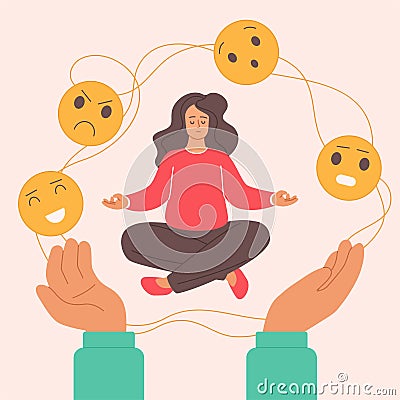 Self Discipline And Emotion Control, Hands Juggling Faces With ...