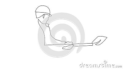 Self Drawing Animation of Worker with Shovel. Continuous Line Drawing ...