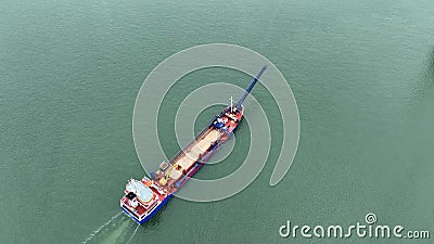 Self Unloading Bulk Carrier Vessel Aerial View Stock Video - Video of ...