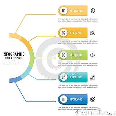 Semicircular And Tag Rectangular Mind Map Infographic For Business Presentation Vector ...