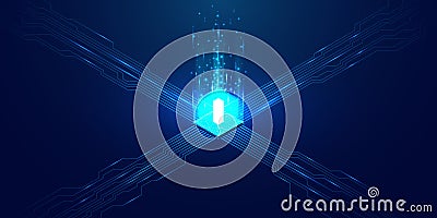 Semiconductor On Dark Blue Technology Background With Circuit Wires ...