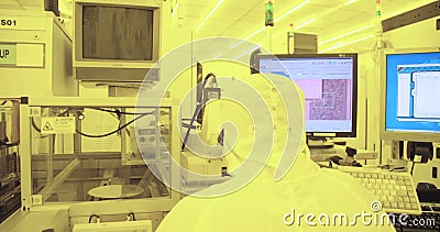 Semiconductor Manufacturing Process in a Clean Room Stock Footage ...
