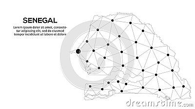 Senegal Communication Network Map. Vector Low Poly Image Of A Global ...