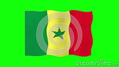 Senegal Waving Flag 2D Animation on Green Screen Background. Looping ...
