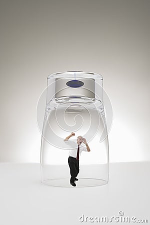 Senior Businessman Trapped Under A Glass Royalty Free Stock Photography ...