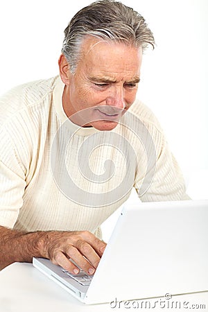Old man on tablet computer stock photo. Image of joyful - 25013650