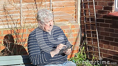 Senior Man Texting on a Mobile Phone. Stock Footage - Video of message ...