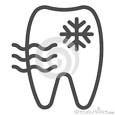 Sensitive Tooth Line Icon. Tooth And Snowflake Vector Illustration ...