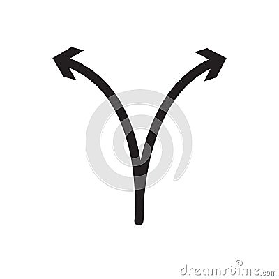 Separating Arrow In Two Part Icon Black Line Art Vector Logo ...