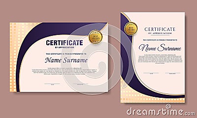 Blue Gradient Certificate Template Set Of 2, Modern Design Vector Illustration | CartoonDealer ...