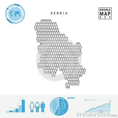 Serbia People Icon Map. Stylized Vector Silhouette Of Serbia ...