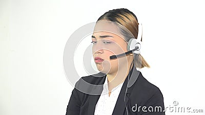 A Serious Customer Service Agent Stock Footage - Video of humorless ...