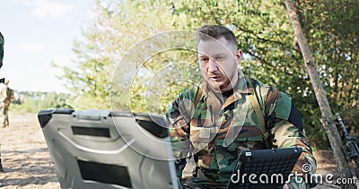 Serious Experienced Army Commander is in Field Having Video ...