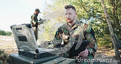 Serious Experienced Army Commander is in Field Having Video ...