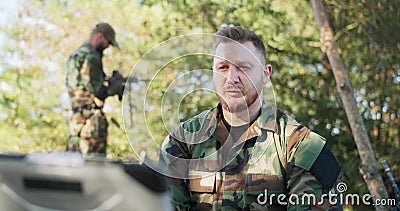 Serious Experienced Army Commander is in Field Having Video ...