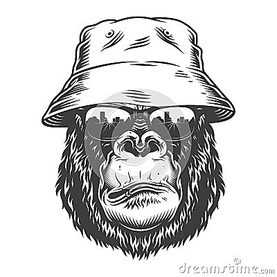 Serious Gorilla In Monochrome Style Cartoon Vector | CartoonDealer.com #123277811
