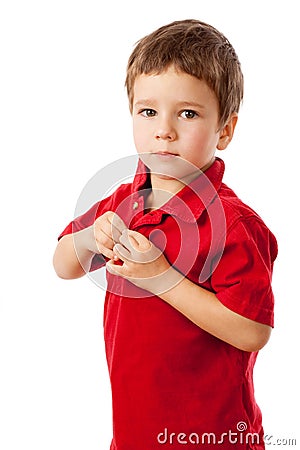 Serious Little Boy In Red Shirt Stock Photography - Image: 22907952