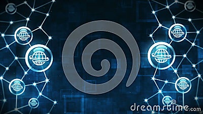 Server Data Space with Earth Icons Floating. Internet Connection ...