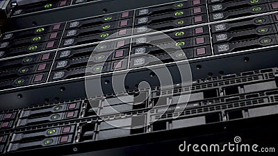 Server Rack Cluster in a Data Center. Many HDD SATA Stock Footage ...