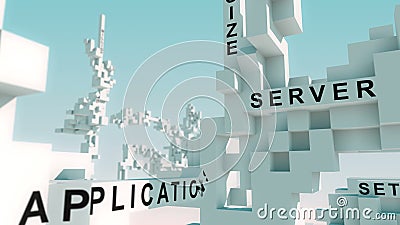 Server Words Animated with Cubes Stock Footage - Video of asset ...