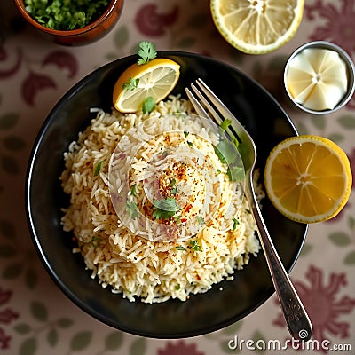 A Serving Of Poha With Sev, Lemon, And Coriander On A Traditional ...