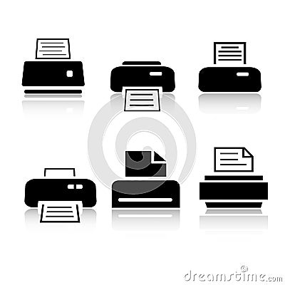 Set Of 6 Printer Icons Stock Images - Image: 6687184