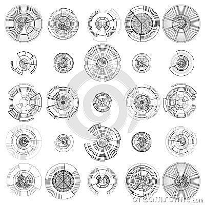Set Of Abstract Hud Elements Isolated On White Background. High Tech ...