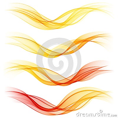Set Of Abstract Orange Waves. Vector Illustration Stock Vector - Image ...