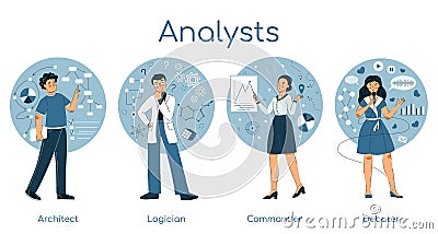Set Of Analyst Socionics MBTI Person Types Vector Illustration ...