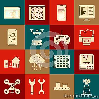 Set Antenna, 3D Printer, Assembly Line, Computer Api Interface, Remote Aerial Drone, Algorithm ...