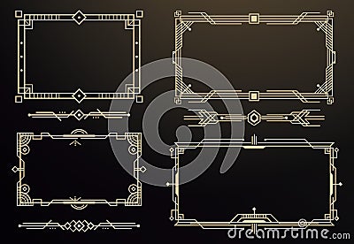 Set Of Art Deco Frames And Borders. Decorative Elements. Style Of 1920s ...