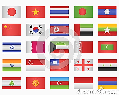 Set Of Asian Countries Flags Stock Vector - Image: 58707236