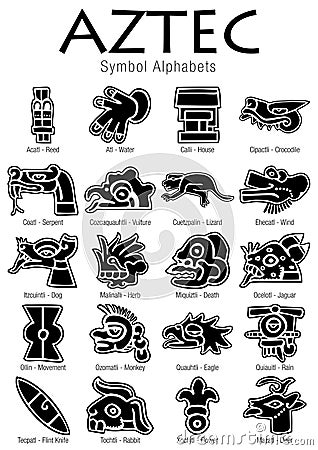 Set Of Aztec Symbol Alphabets In Black Color Stock Vector - Image: 77361979