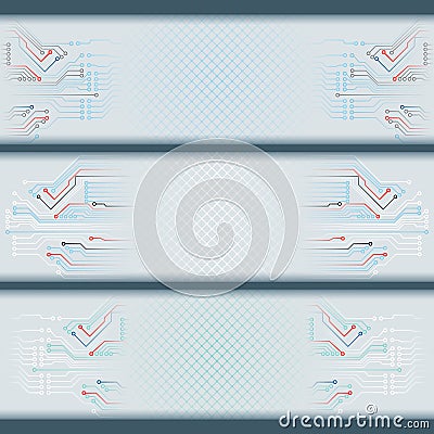 Set Of Banners With Electronic Circuits And Space For Text Stock Vector ...