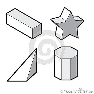 Set Of Basic 3d Geometric Shapes. Geometric Solids Vector Isolated On A ...