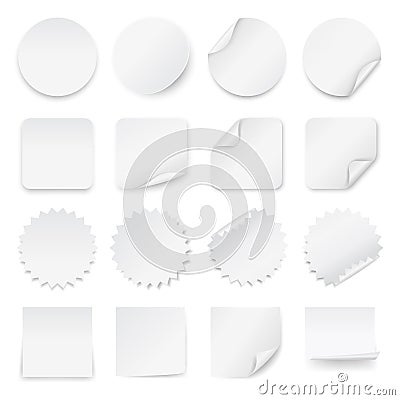 Set Of Blank White Labels With Rounded Corners In Different Shapes ...