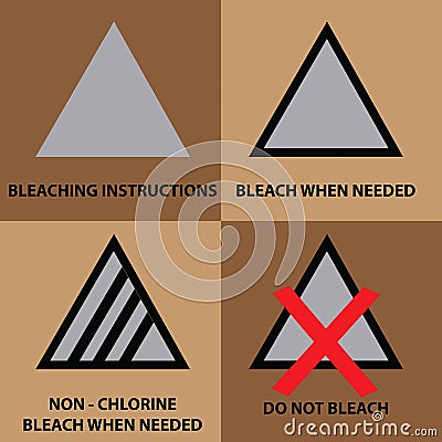 Set Of Bleaching Instruction Symbols To Be Use On Laundry Vector ...